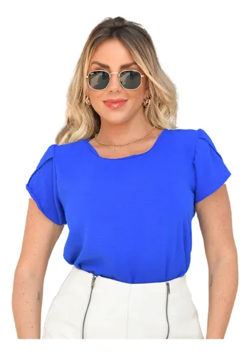 Blusa Feminina Social Duna Soltinha Manga Curta Não Amassa Mercadolivre