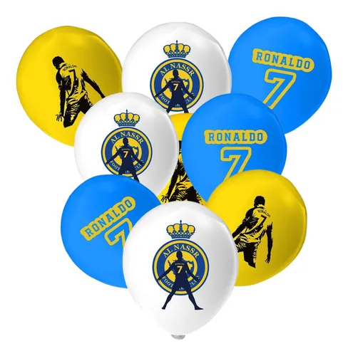 Pack 12 Globos Decoración Cristiano Ronaldo Al Nassr Cuotas Sin Interés