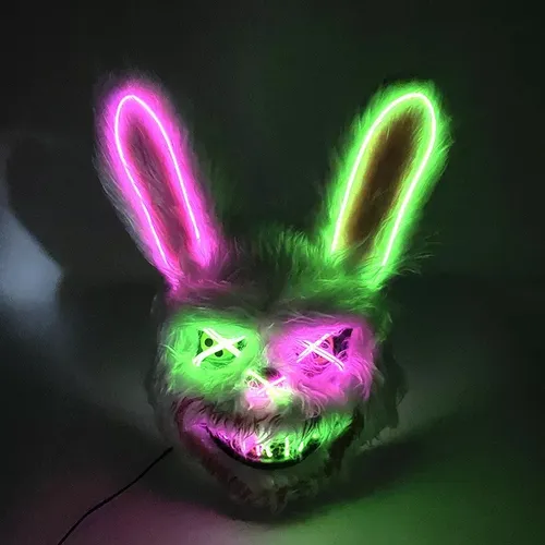 Máscara de luz LED para festa de Halloween Cosplay Rabbit, cor: rosa ... Máscara de luz LED para festa de Halloween Cosplay Rabbit, cor: rosa ...