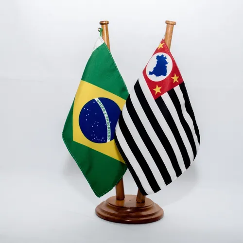 Bandeira De Mesa Brasil E Estado São Paulo 12x17cm Frete Grátis