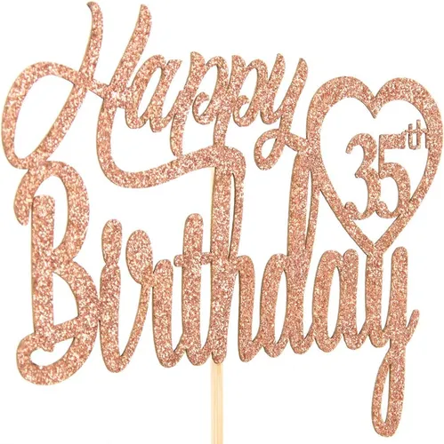 Rose Gold Glitter Happy 35th Birthday Cake Topper Hello 35 Envío Gratis
