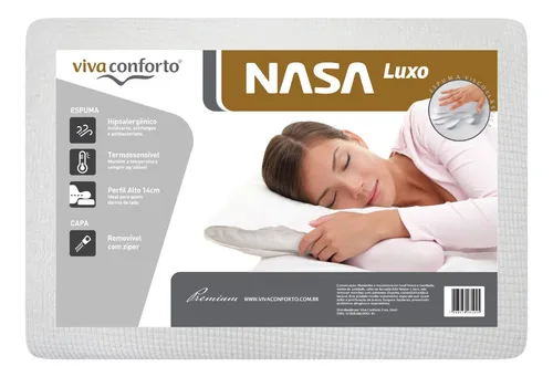 Travesseiro Nasa Alto Luxo Antialérgico Macio Altura 14cm Travesseiro Nasa Alto Luxo Antialérgico Macio Altura 14cm