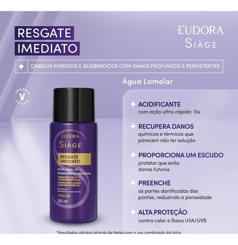 Água Lamelar Eudora Siàge Resgate Imediato 150ml | MercadoLivre