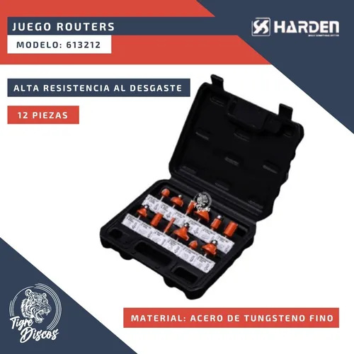 Juego Set De Fresas Kit Router Para Madera 12 Pz Harden Juego Set De Fresas Kit Router Para Madera 12 Pz Harden