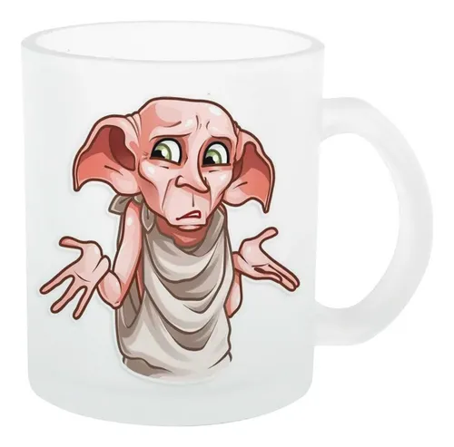 Caneca Jateada Vidro Dobby Elfo Harry Potter Pose Duvida Parcelamento Sem Juros