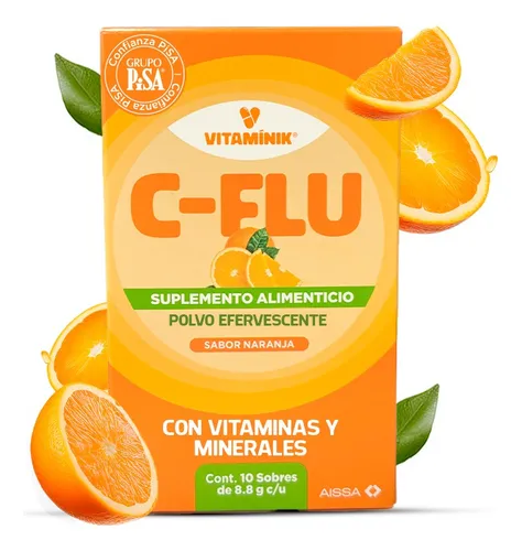 C-flu Vitamina C Suplemento Efervescente Vitamínik 10 Sobres Naranja | MercadoLibre