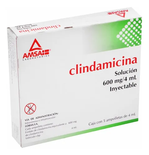 Clindamicina Solución Inyectable 600 Mg/4 Ml, 5 Ampolletas 4 Ml ...