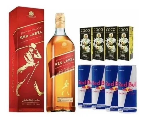 Combo ( Whisky Red Label 1l + 4 Red Bull + 4 Águas De Coco) | Frete grátis Combo ( Whisky Red Label 1l + 4 Red Bull + 4 Águas De Coco) | Frete grátis