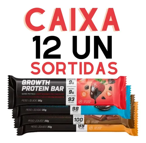 Barra De Proteína Growth Caixa 12 Unidades Sortidas Saudável ... Barra De Proteína Growth Caixa 12 Unidades Sortidas Saudável ...