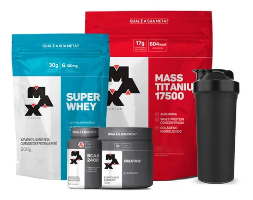 Kit Ganho De Massa Muscular Max Titanium | Frete grátis Kit Ganho De Massa Muscular Max Titanium | Frete grátis