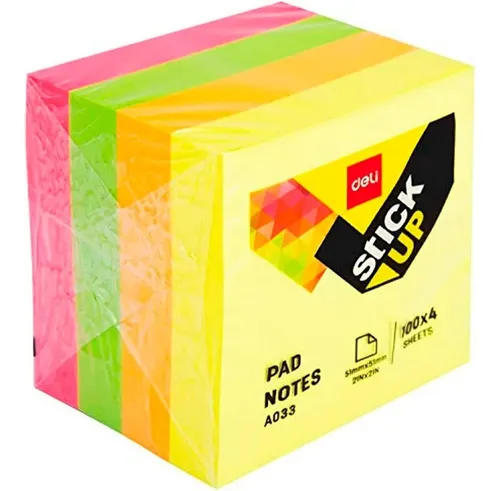 Notas Adhesivas 100 Hojas 4 Colores Neón Deli Febo Cuotas Sin Interés