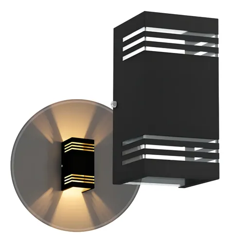 Arandela 6 Frisos Grande Externa Em Alumínio Para Parede Muro Cor Preto ...