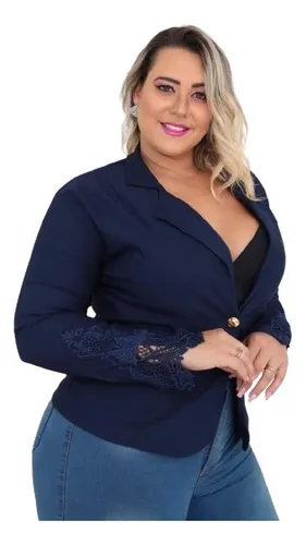 Blazer Feminino Renda Na Manga Plus Size G1 G2 G3 Parcelamento Sem Juros