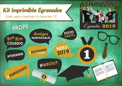 Kit Imprimible Egresados Graduación Photo Booth Props | MercadoLibre Kit Imprimible Egresados Graduación Photo Booth Props | MercadoLibre