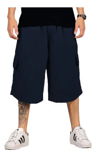 Bermuda Cargo Masculina Larga Sarja 6 Bolsos Skate Parcelamento Sem Juros