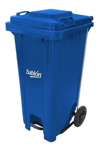 Bote De Basura 120 L Con Ruedas Y Pedal Color Azul | Envío gratis
