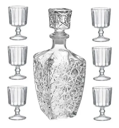Garrafa Licoreira 1l Diamante + 6 Taças Licor Athenas Lyor | Frete grátis Garrafa Licoreira 1l Diamante + 6 Taças Licor Athenas Lyor | Frete grátis
