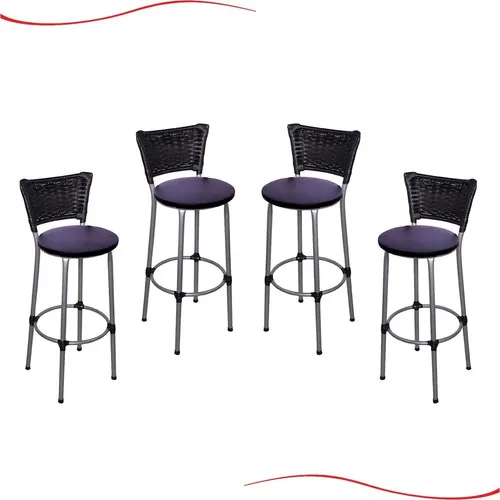 Banqueta Fortmix Junco Color Junco Negro Con Acabado Plata De 95cm De Alto X 4u Mercadolibre