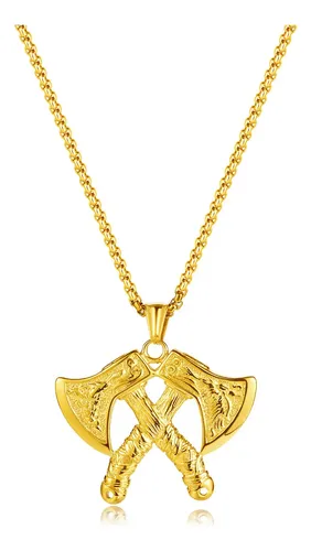 Collar Con Colgante Tomahawk Viking, Dorado | Meses sin interés