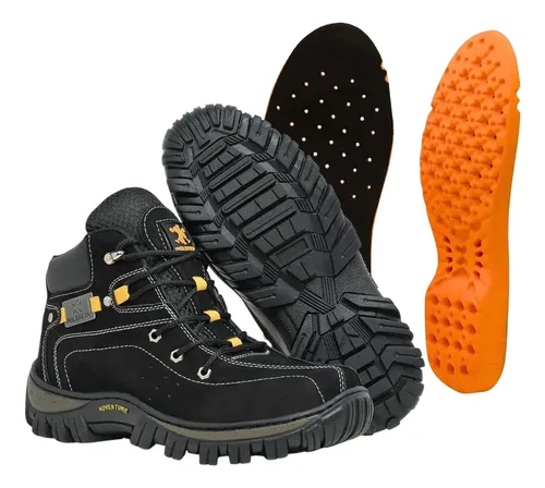 Bota Adventure Botina Coturno Couro Tênis Palmilha Gel Pu | Frete grátis