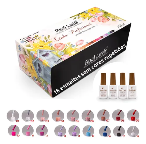 Kit Real Love 18 Esmaltes Em Gel Top Coat Primer E Base Gel ... Kit Real Love 18 Esmaltes Em Gel Top Coat Primer E Base Gel ...