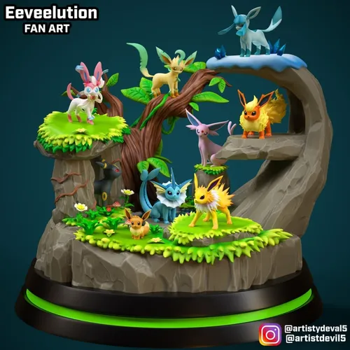 Archivo Stl Impresión 3d - Pokemon - Eevee Evolutions Dioram en venta ... Archivo Stl Impresión 3d - Pokemon - Eevee Evolutions Dioram en venta ...
