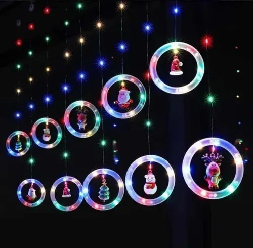Serie De Luces Navideñas Cascadas Aro Con Figuras Navideñas Meses Sin