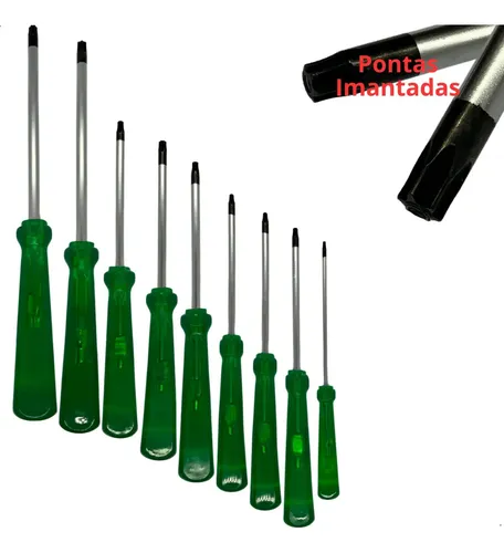 Chave Torx Kit Jogo Imantada T8 T10 T15 T20 T27 T30 T40 T45 ...