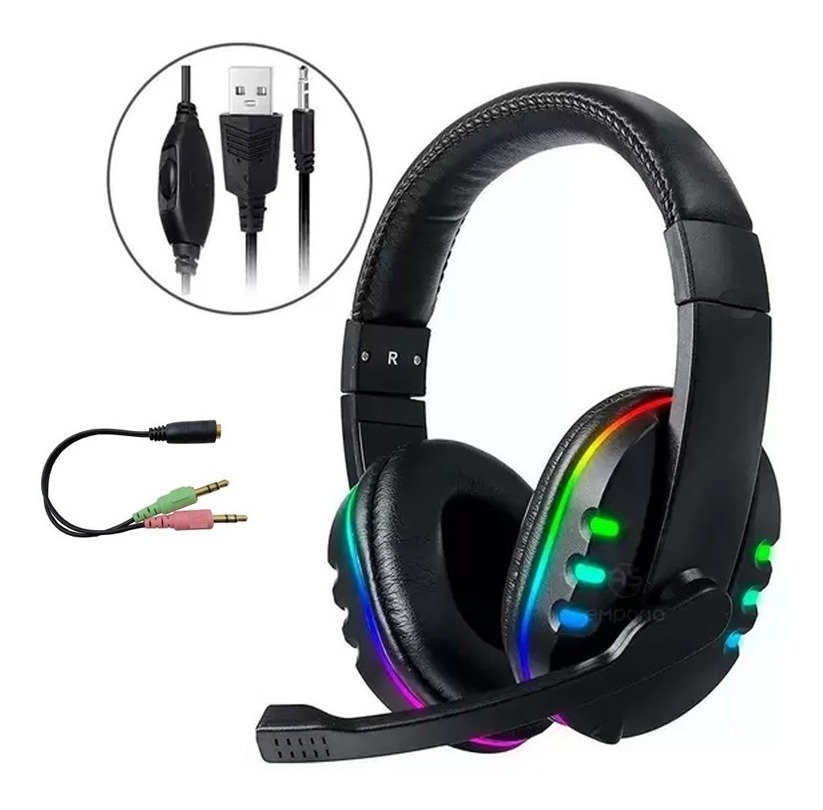 Headset Fone Ouvido Gamer Xsoldado Rgb Usb P2 Ps4 Pc Celular