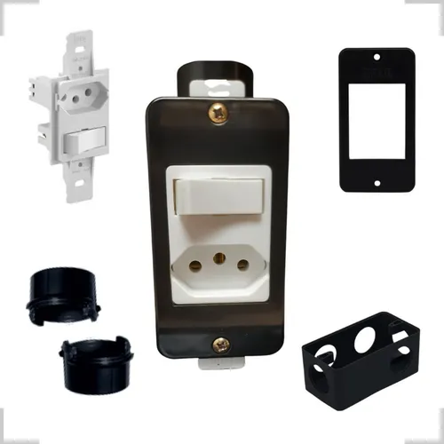 Interruptor Com Tomada Conjunto Caixa 4x2 Condulete Sobrepor Interruptor Com Tomada Conjunto Caixa 4x2 Condulete Sobrepor