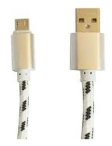 Cabo USB para micro USB de 1 metro de carregamento e dados Nylon branco ... Cabo USB para micro USB de 1 metro de carregamento e dados Nylon branco ...