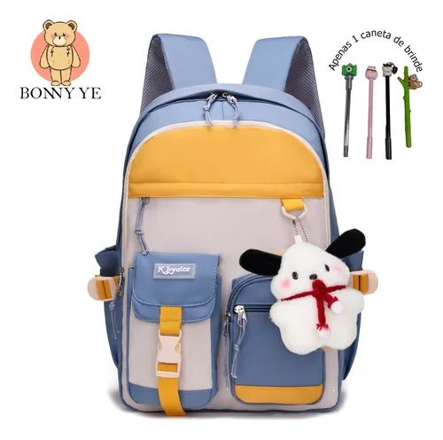 Mochila Kl Realce Friendly Bear C Ursinho Caneta E Jogo Parcelamento