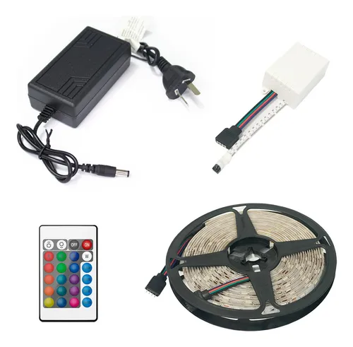 Tiras Luces Led Rgb 5 Metros 5050 + Controladora Con Fuente Tiras Luces Led Rgb 5 Metros 5050 + Controladora Con Fuente
