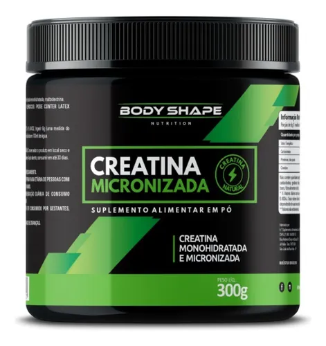 Creatina Micronizada E Monohidratada 300g Pote Body Shape Sabor Sem