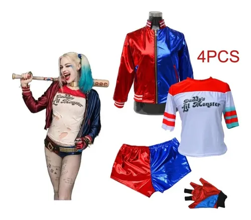 Disfraz De Harley Quinn Escuadrón Suicida Con Peluca 4 Pzs Meses