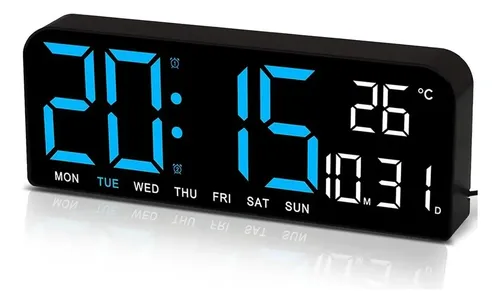 Reloj De Pared Digital Con Termómetro Calendario Relojes | MercadoLibre