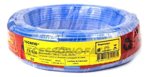 Fio Cabo Elétrico Flexível 6mm Marca Techfio - 50m | MercadoLivre Fio Cabo Elétrico Flexível 6mm Marca Techfio - 50m | MercadoLivre
