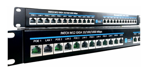 Regua Patch Panel Gigabit Poe 12 Portas + Fonte 48v 5 A | SIMPLES CONNECT