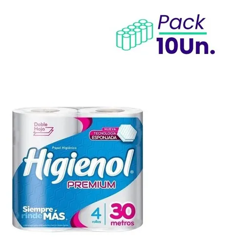 Bolsón Papel Higiénico Higienol Premium 4 X 30mt X10 Uni