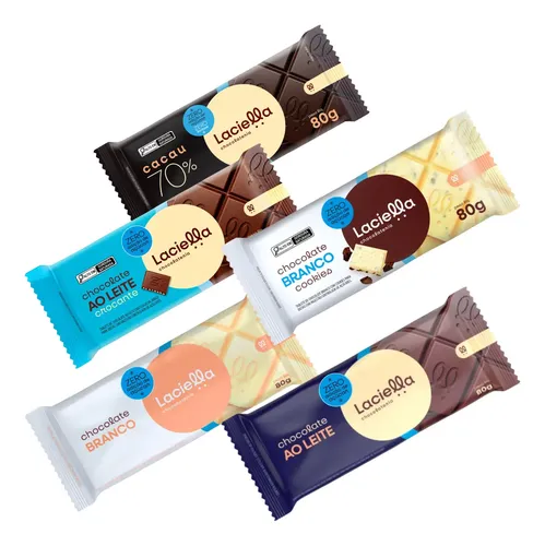 5 Tabletes Chocolate Zero Adição De Açúcar 80g Variados | MercadoLivre