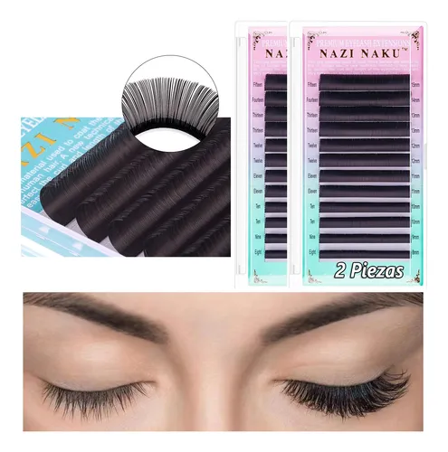2pzs Blister Extensiones Pestañas Mixto Mink Aplicación 1x1 Meses Sin