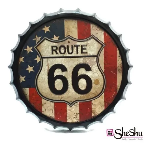 Cuadro Chapa Decorativa Tapa Vintage Route 66 - Sheshu Home Cuadro Chapa Decorativa Tapa Vintage Route 66 - Sheshu Home
