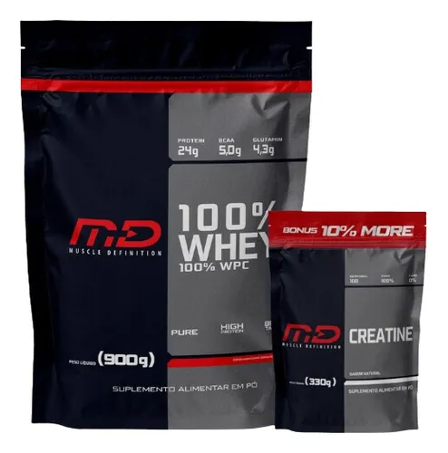 Whey Protein 100 Concentrado Creatina Pura Refil 300g Parcelamento