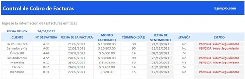 Plantilla Control De Cobro De Facturas Para Excel en venta en ... Plantilla Control De Cobro De Facturas Para Excel en venta en ...