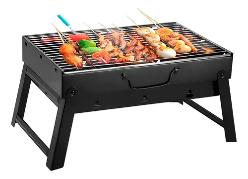 Mini Parrilla De Carbón Portátil Plegable Acero Inoxidable Color Negro ...