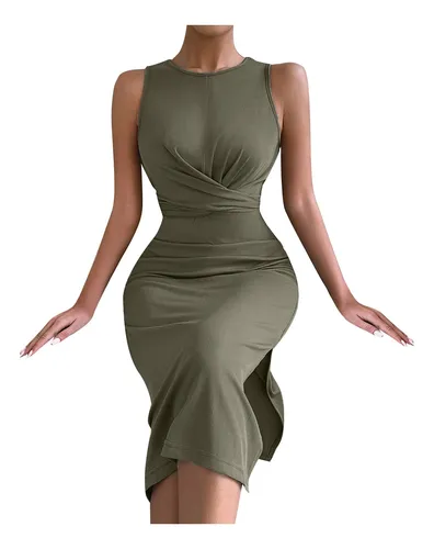 Vestido En Y Para Mujer, De Verano, Color Liso, Sin Mangas, | Envío gratis