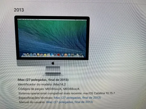 iMac 27 Polegadas, Final De 2013 I7 - 16gb - 1tb Catalina Nf iMac 27 Polegadas, Final De 2013 I7 - 16gb - 1tb Catalina Nf
