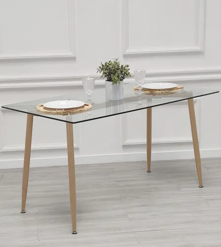 Mesa Comedor Rectangular Nordica Tulip Vidrio Patas Haya 160 | MercadoLibre