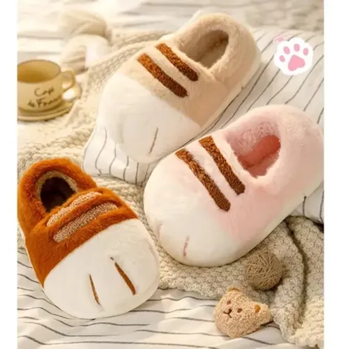 Lx Pantuflas Pata De Gato Peluche Pies Felpudos Acogedoras | Envío gratis