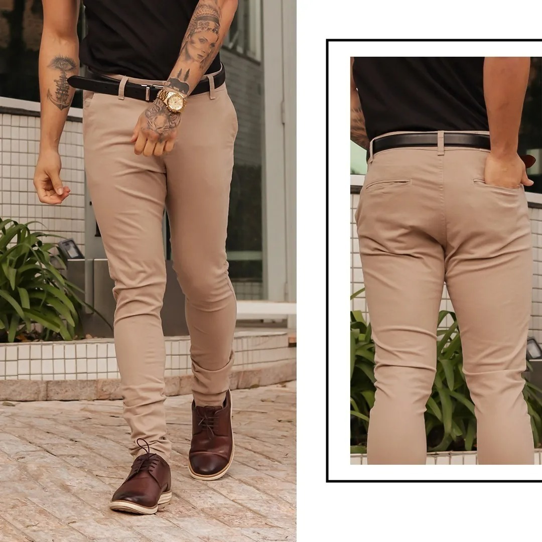 Kit 2 Calça Sarja Masculina Alfaiataria Skinny Slim Premium Frete Grátis
